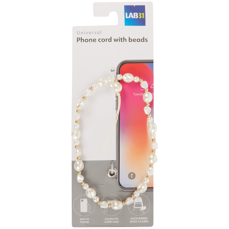 Lab31 telefoonkoord met kralen | Action NL